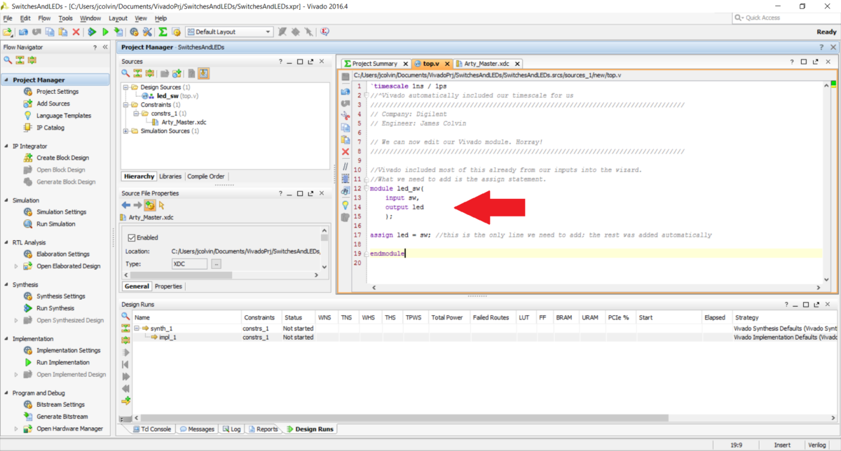 Creating And Programming Our First Fpga Project Part 3 Modifying Digilent Blog