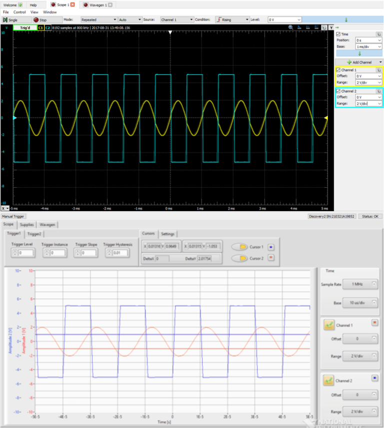 WaveForms vs LabForms Part 2: The Oscilloscope – Digilent Blog
