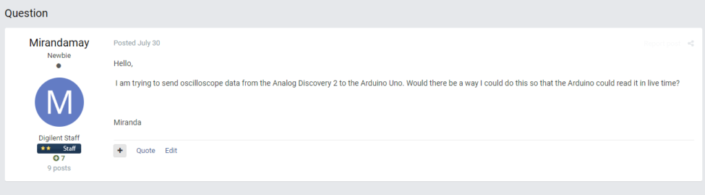 Analog Discovery 2 Communicates with Arduino – Digilent Blog
