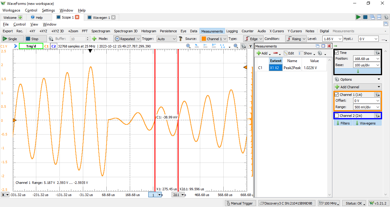 Limiting the Scope of a Measurement with Extent for Measurements in WaveForms – Digilent Blog