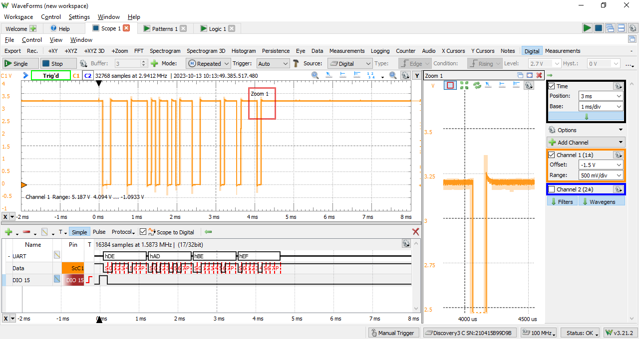 Scope to Digital – Interpreting Analog Input Signals as Digital Signals in WaveForms 3.21.2 ...