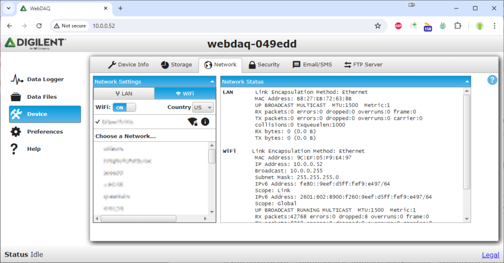 Logging Data with the WebDAQ over WiFi – Digilent Blog