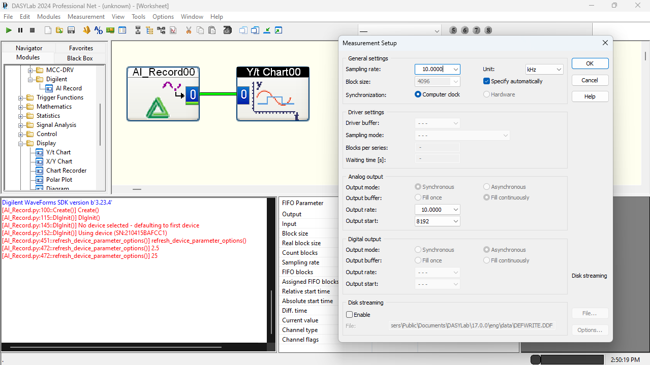 DASYLab and Analog Discovery: A New Option for Code-Free Data ...